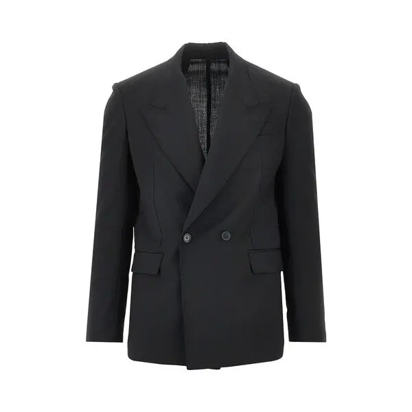 MARSEM Stretch Wool-blend Double-breasted Jacket With Peak Lapels