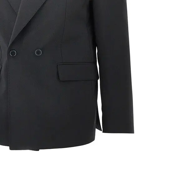 MARSEM Stretch Wool-blend Double-breasted Jacket With Peak Lapels