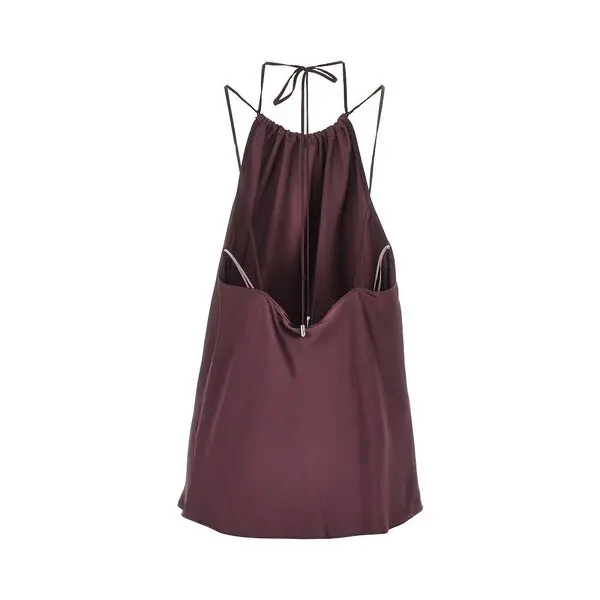 Pinko Sleeveless Gathered Halter Neck Satin Top