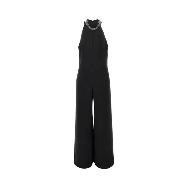 Pinko Sleeveless Halter Neck Jumpsuit With Embellished Detail - Black