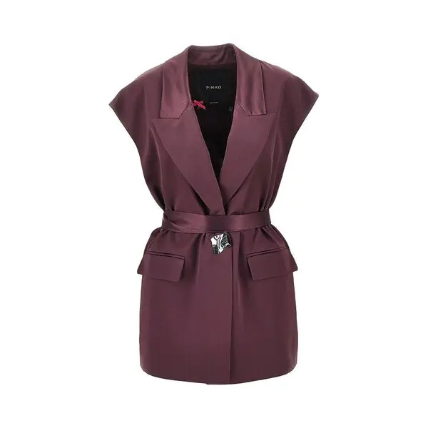 Pinko Sleeveless Satin Jacket With Belt