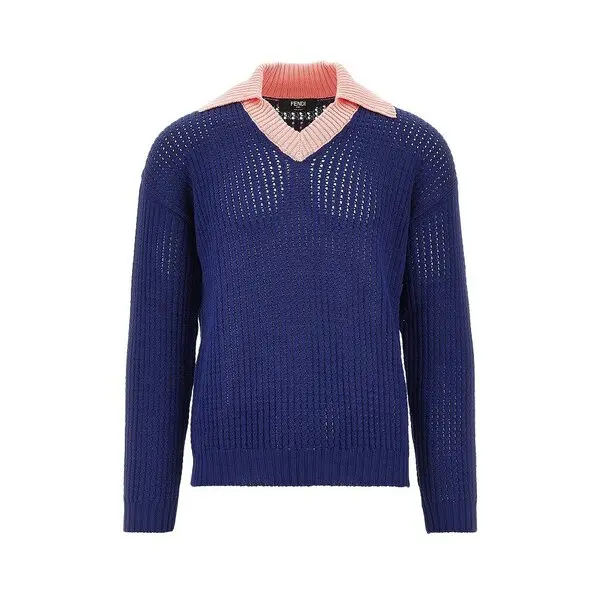 Fendi Openworked Knit Sweater - Blue
