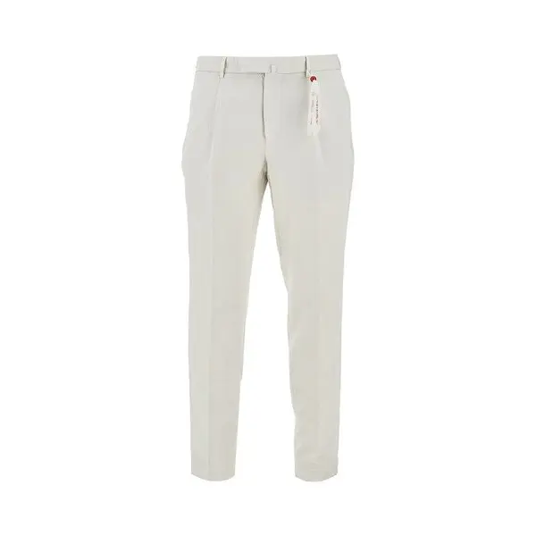 SANTANIELLO Cotton And Linen Blend Twill Trousers - Beige