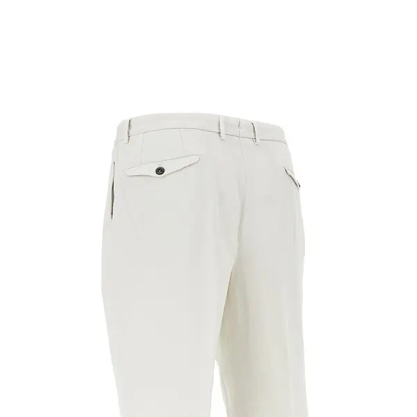 SANTANIELLO Cotton And Linen Blend Twill Trousers - Beige