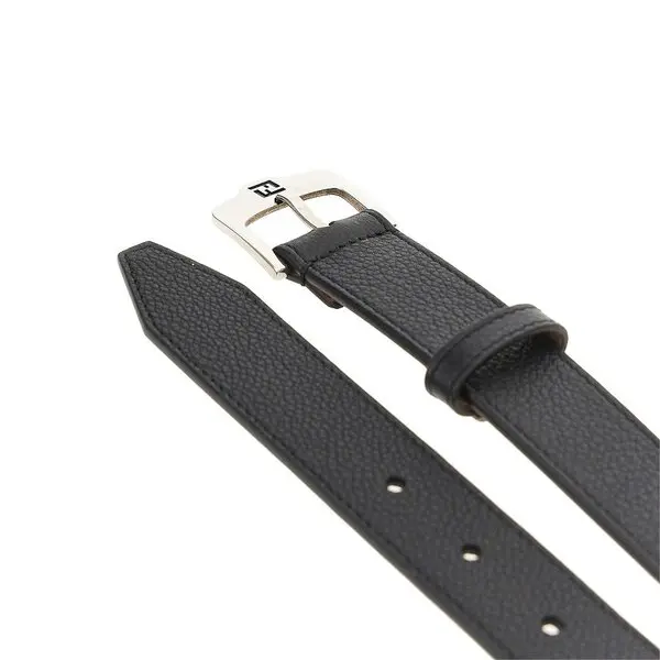 Fendi Grained Leather Belt With Ff Motif Buckle - Black
