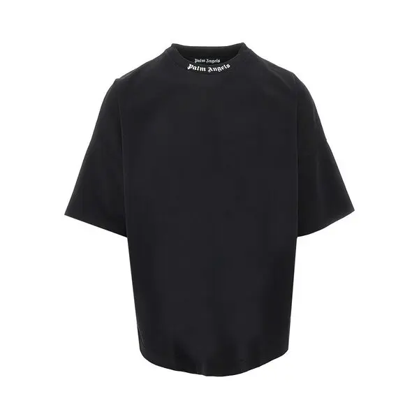 Palm Angels Neck Logo Print Overized T-hirt - Black
