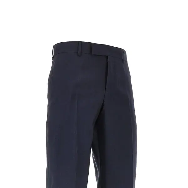 Fendi Tailored Virgin Wool Canvas Pants - Blue
