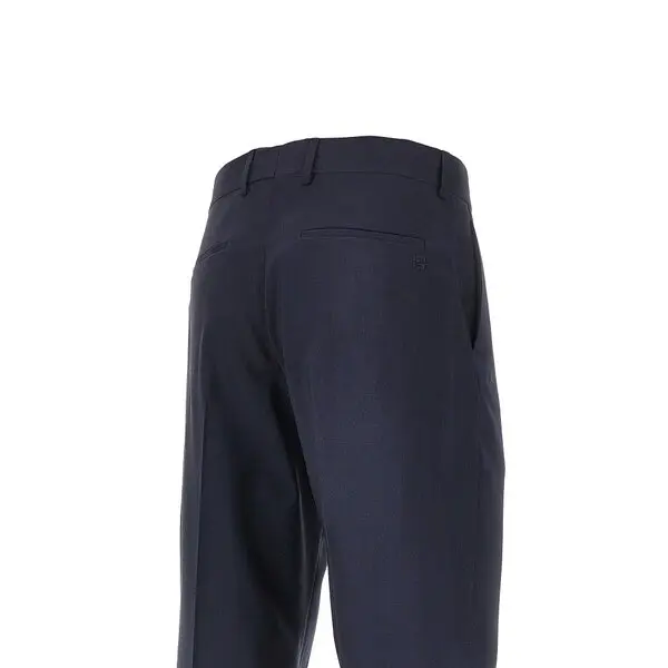 Fendi Tailored Virgin Wool Canvas Pants - Blue