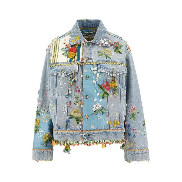 Pero Embroidered Floral Denim Jacket