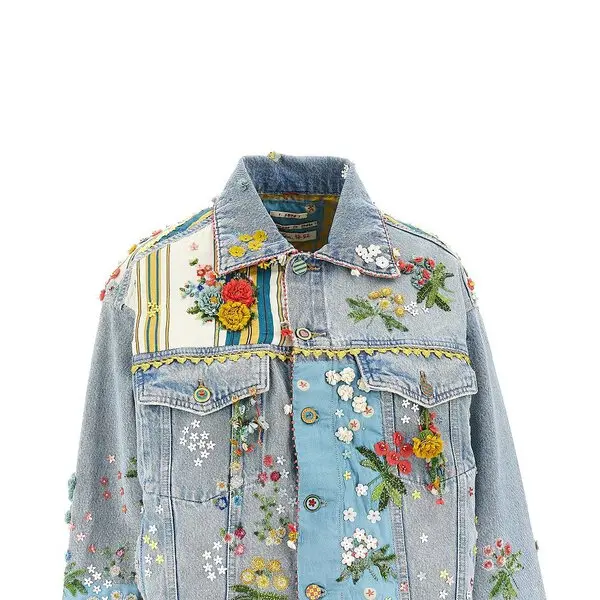 Pero Embroidered Floral Denim Jacket