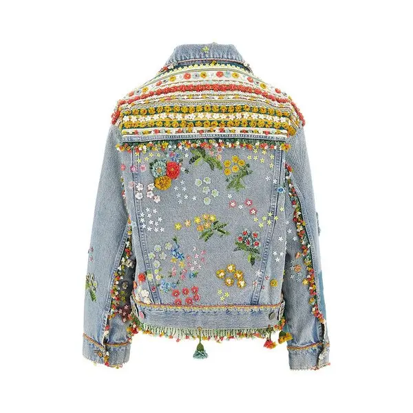 Pero Embroidered Floral Denim Jacket