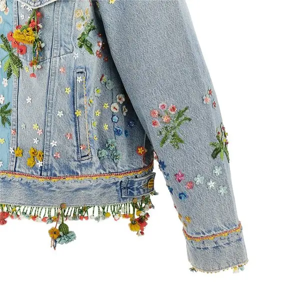 Pero Embroidered Floral Denim Jacket