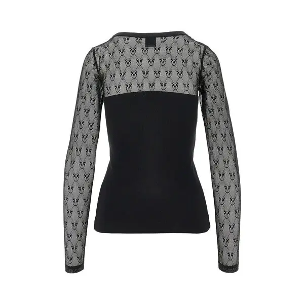 Pinko Ribbed Jersey And Love Birds Lace Top