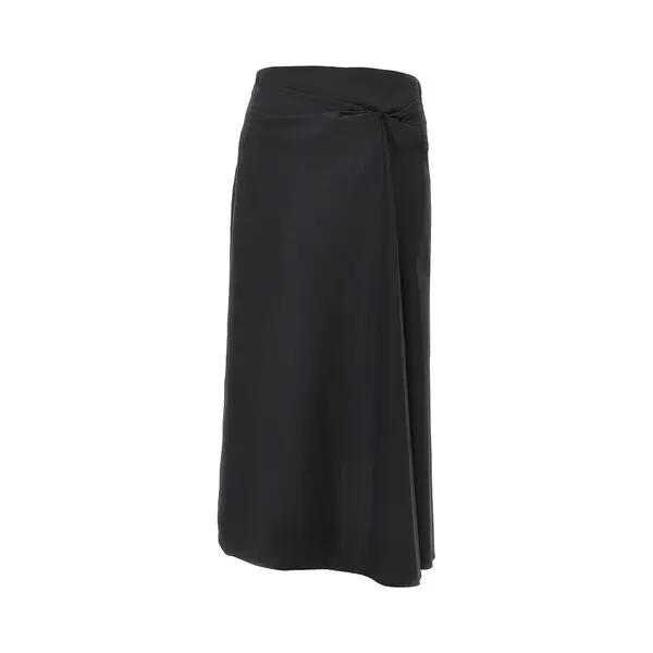 Max Mara Stretch Satin Midi Skirt - Black