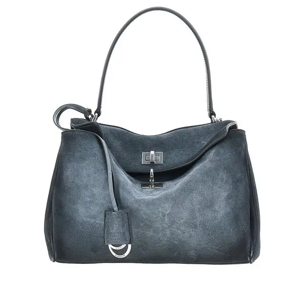 Balenciaga Small Rodeo Bag In Waxed Suede Leather - Grey