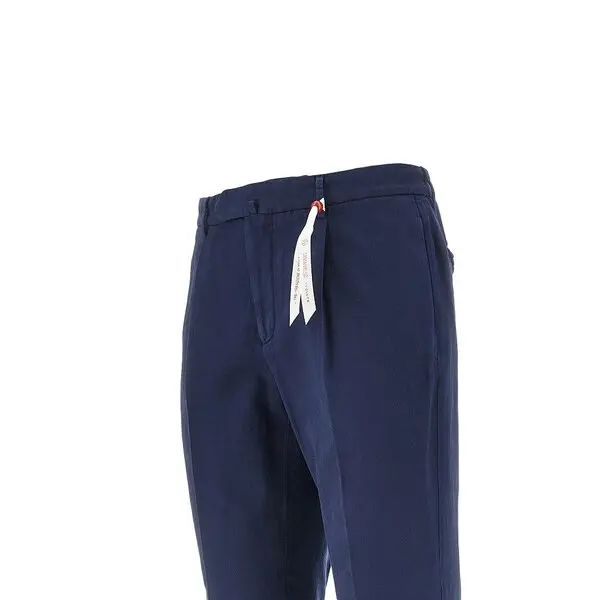 SANTANIELLO Cotton And Linen Blend Trousers - Blue