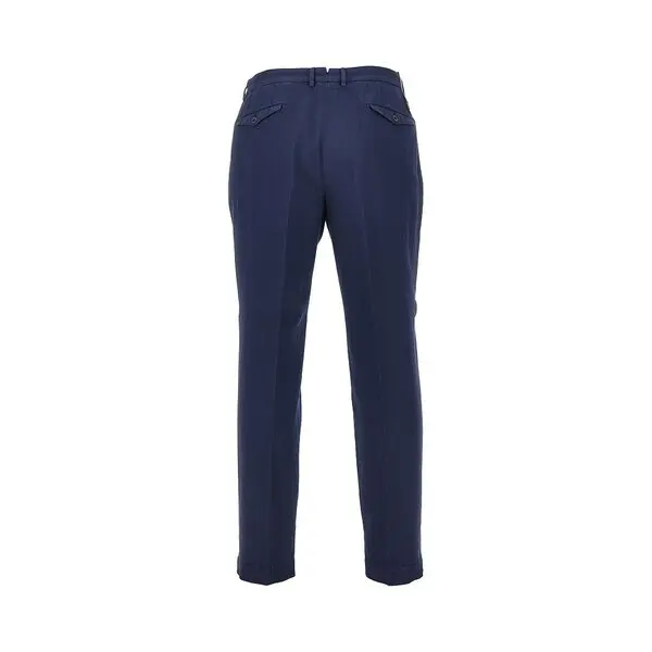 SANTANIELLO Cotton And Linen Blend Trousers - Blue
