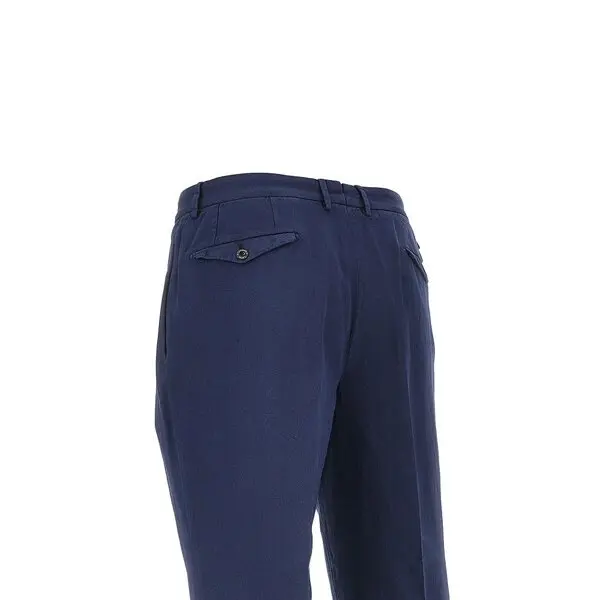 SANTANIELLO Cotton And Linen Blend Trousers - Blue