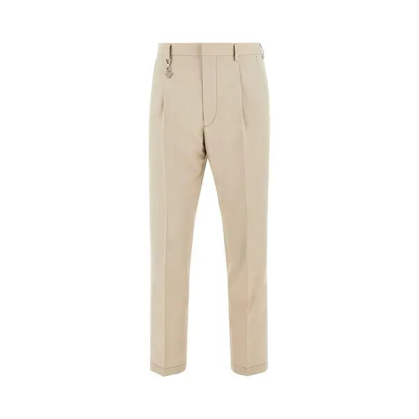 Prada Cotton Twill Pants With Enamel Triangle Logo Charm