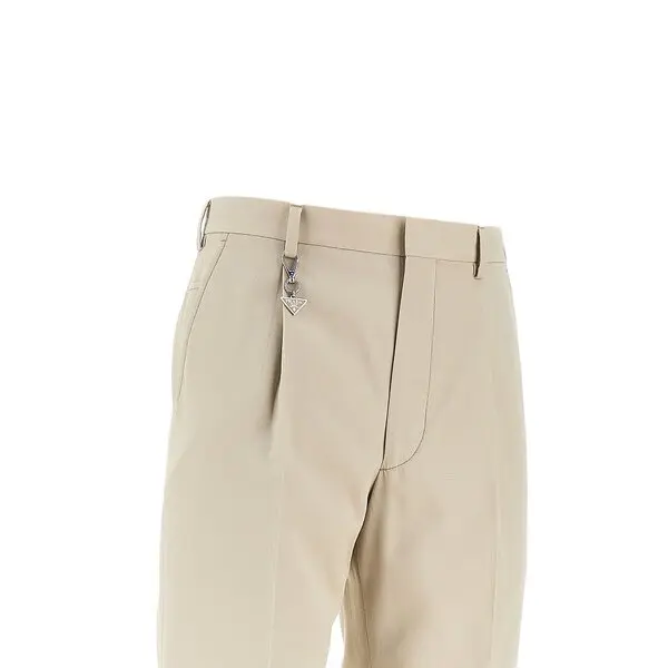 Prada Cotton Twill Pants With Enamel Triangle Logo Charm