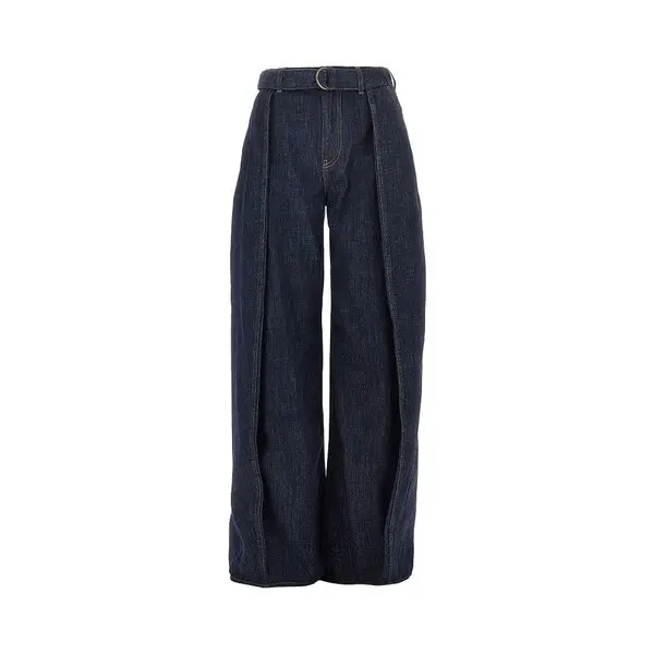 Loewe Pleated Wide-leg Jeans With Belt