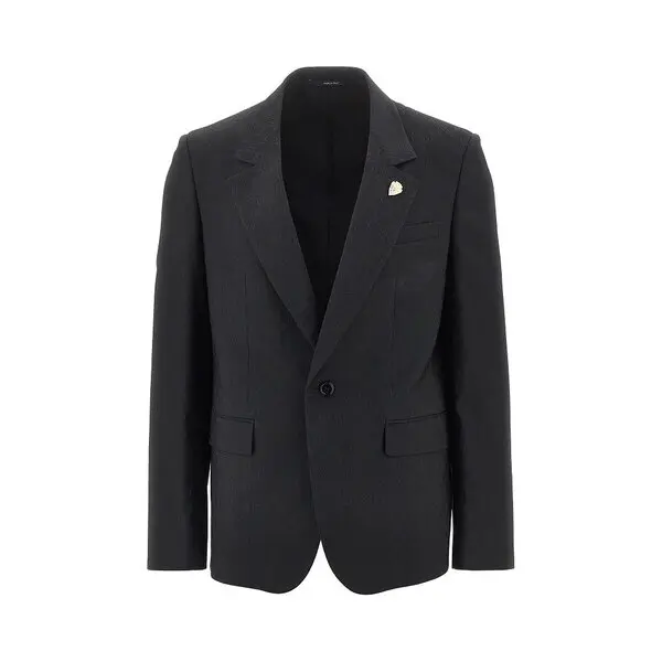 Gucci Gg Wool-blend Single-breasted Jacket With Crest Brooch - Black