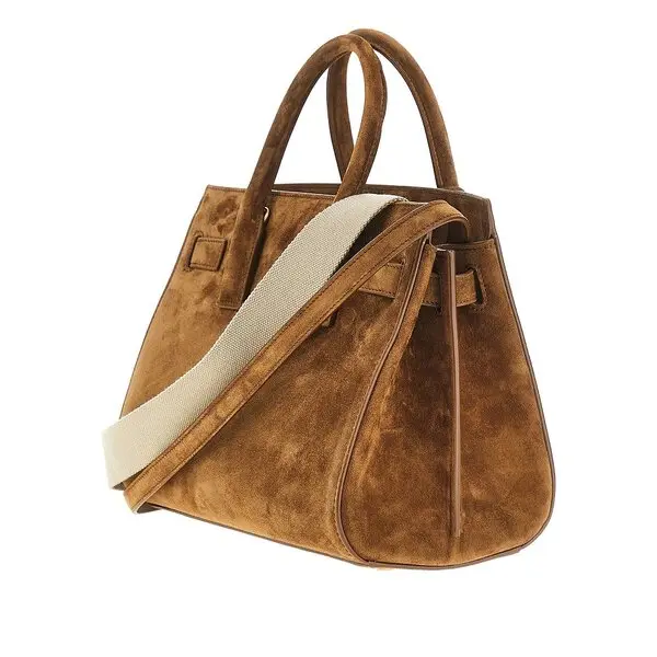 Saint Laurent Small Sac De Jour Suede Leather Bag - Beige