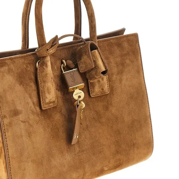 Saint Laurent Small Sac De Jour Suede Leather Bag - Beige