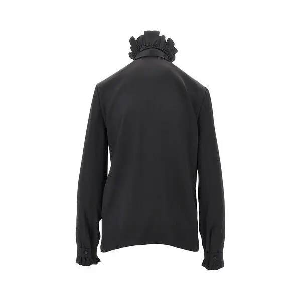 Gucci Silk Ruffled Standing Collar Shirt With Removable Bow