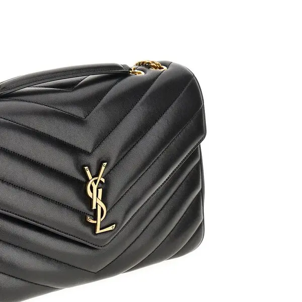Saint Laurent Quilted Nappa Leather Large 'loulou' Bag - Black