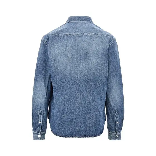 Saint Laurent Cassandre Embroidery Denim Shirt