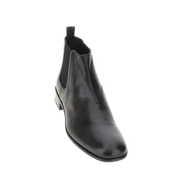 Prada Leather Chelsea Boots With Gold Tone Logo Print