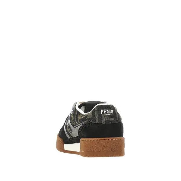Fendi Ff Jacquard And Suede Leather Sneakers