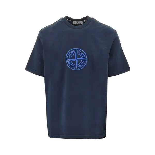 Stone Island Logo Print Organic Cotton T-hirt