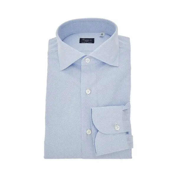 FINAMORE 1925 Milano' Jacquard Cotton Shirt - Blue