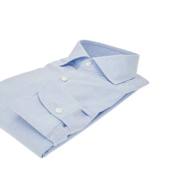 FINAMORE 1925 Milano' Jacquard Cotton Shirt - Blue