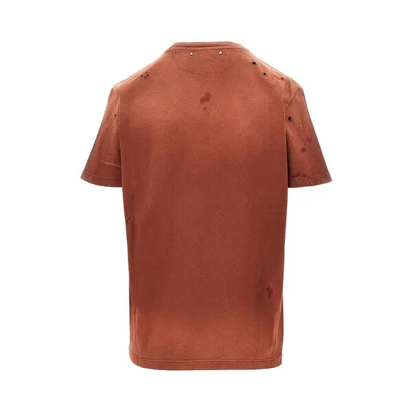 GOLDEN GOOSE Short-sleeved T-shirt With Vintage Effect And Graphic Print