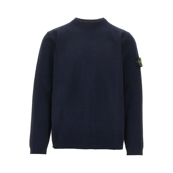 Stone Island Micro Stitch Organic Cotton Sweater - Blue