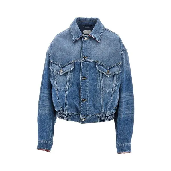 Versace Denim Blouson With Medusa Detail - Blue