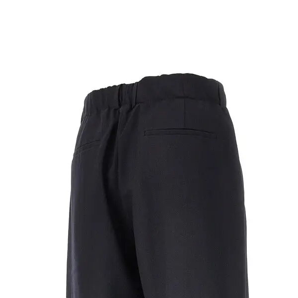Studio Nicholson Wool Canvas Wide Leg Drawstring Trousers