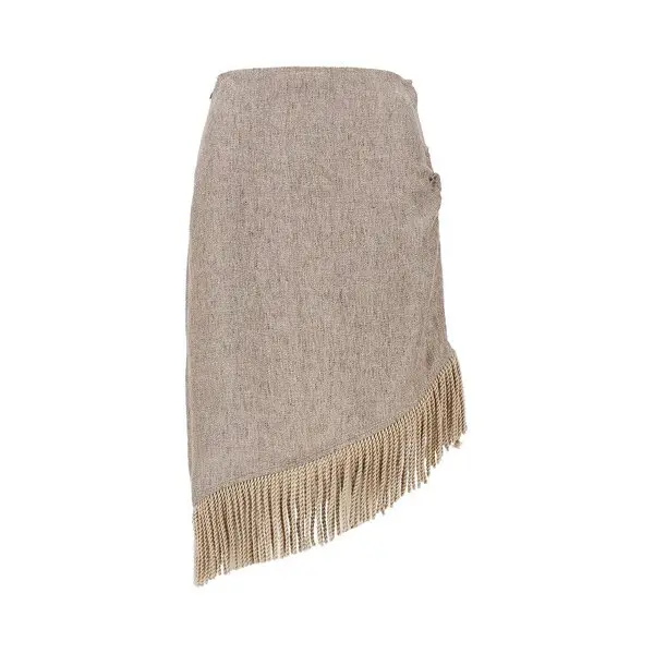 Emporio Armani Fringed Linen Canvas Skirt