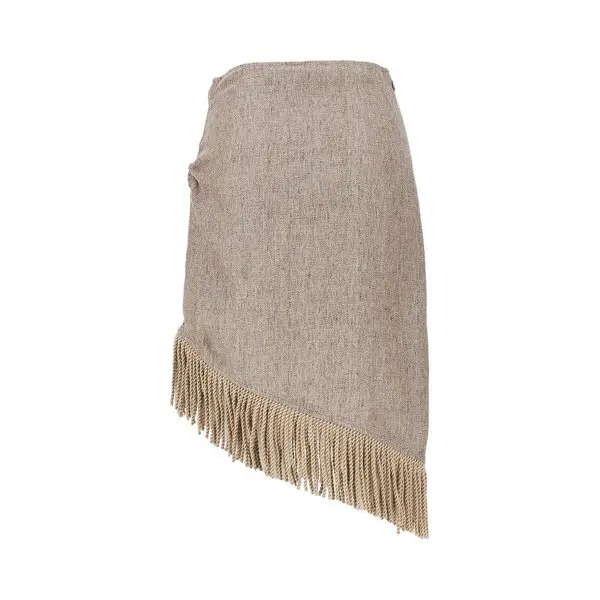 Emporio Armani Fringed Linen Canvas Skirt
