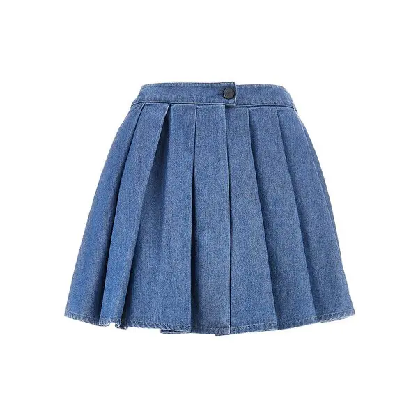 Emporio Armani Pleated Denim Skorts - Blue