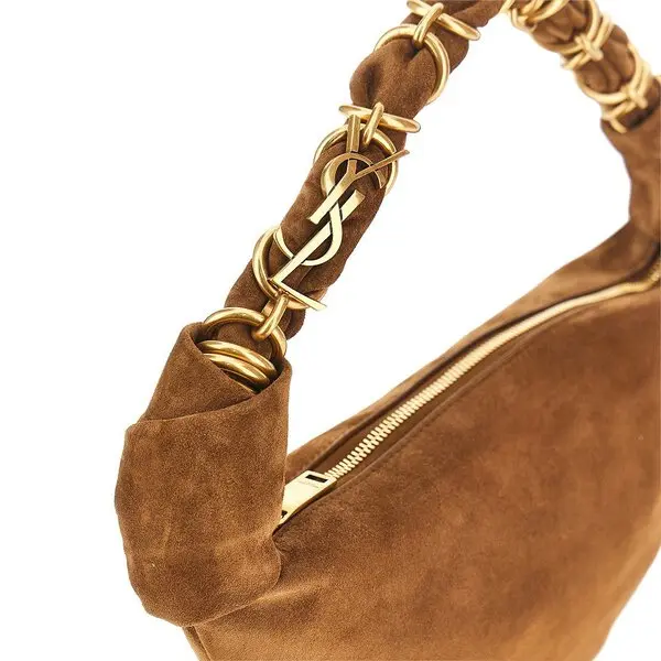 Saint Laurent Amalia Suede Leather Mini Hobo Bag - Brown
