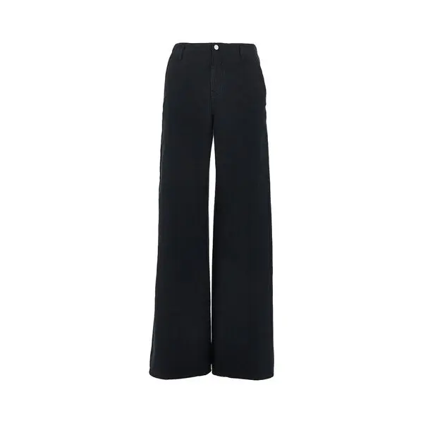 Emporio Armani Cotton Drill Wide Leg Pants - Black