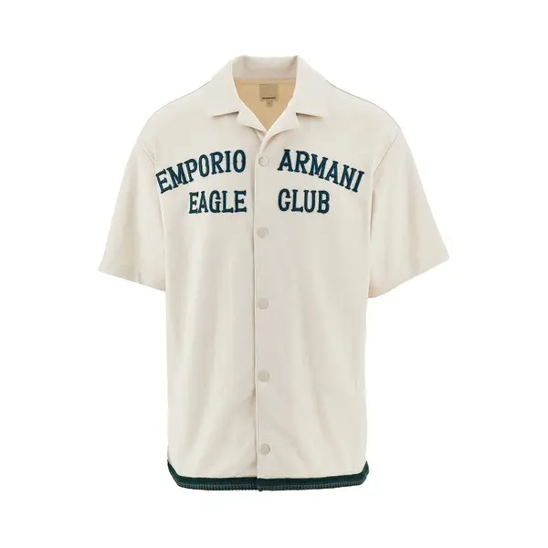 Emporio Armani Eagle Club' Jerey Baeball Hirt - Beige