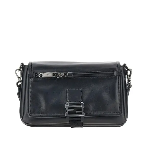 Fendi Leather Flux Messenger Bag - Black