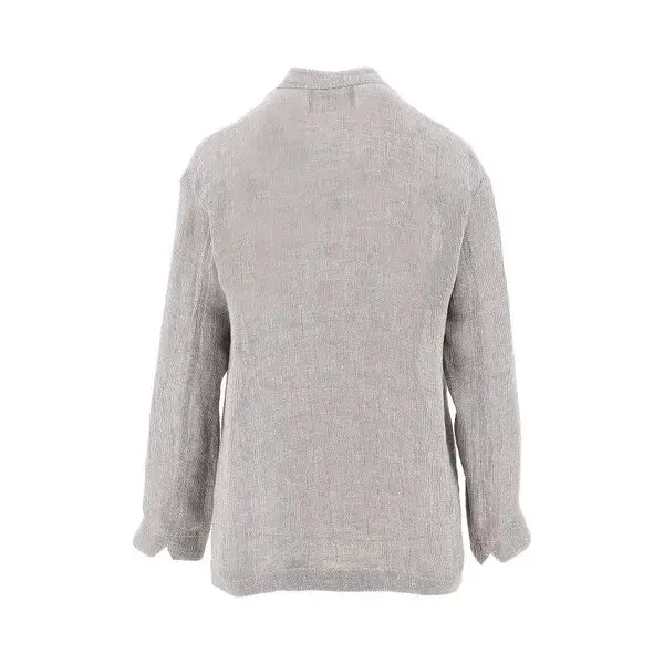 Emporio Armani Linen-blend Gauze Jacket With Micro-openworked Motif