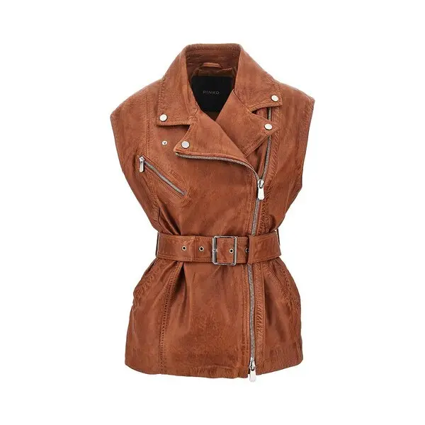 Pinko Leather Biker Vest