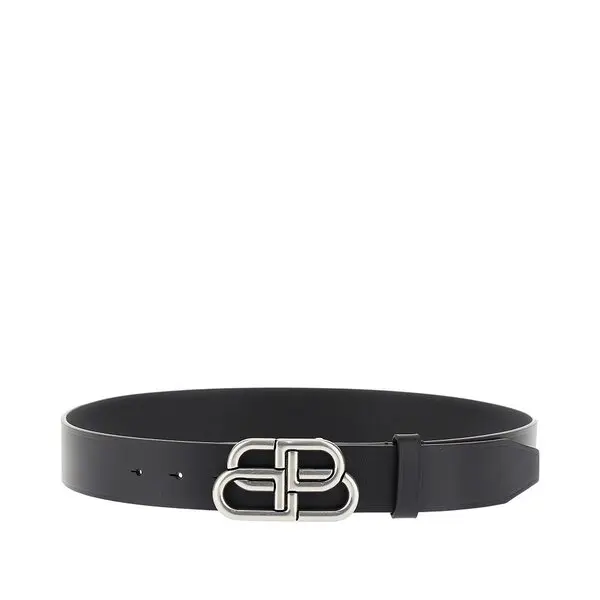 Balenciaga Bb Large Leather Belt - Black